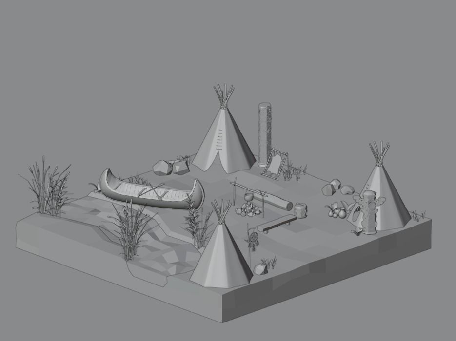 3D model Native American village VR / AR / low-poly | CGTrader