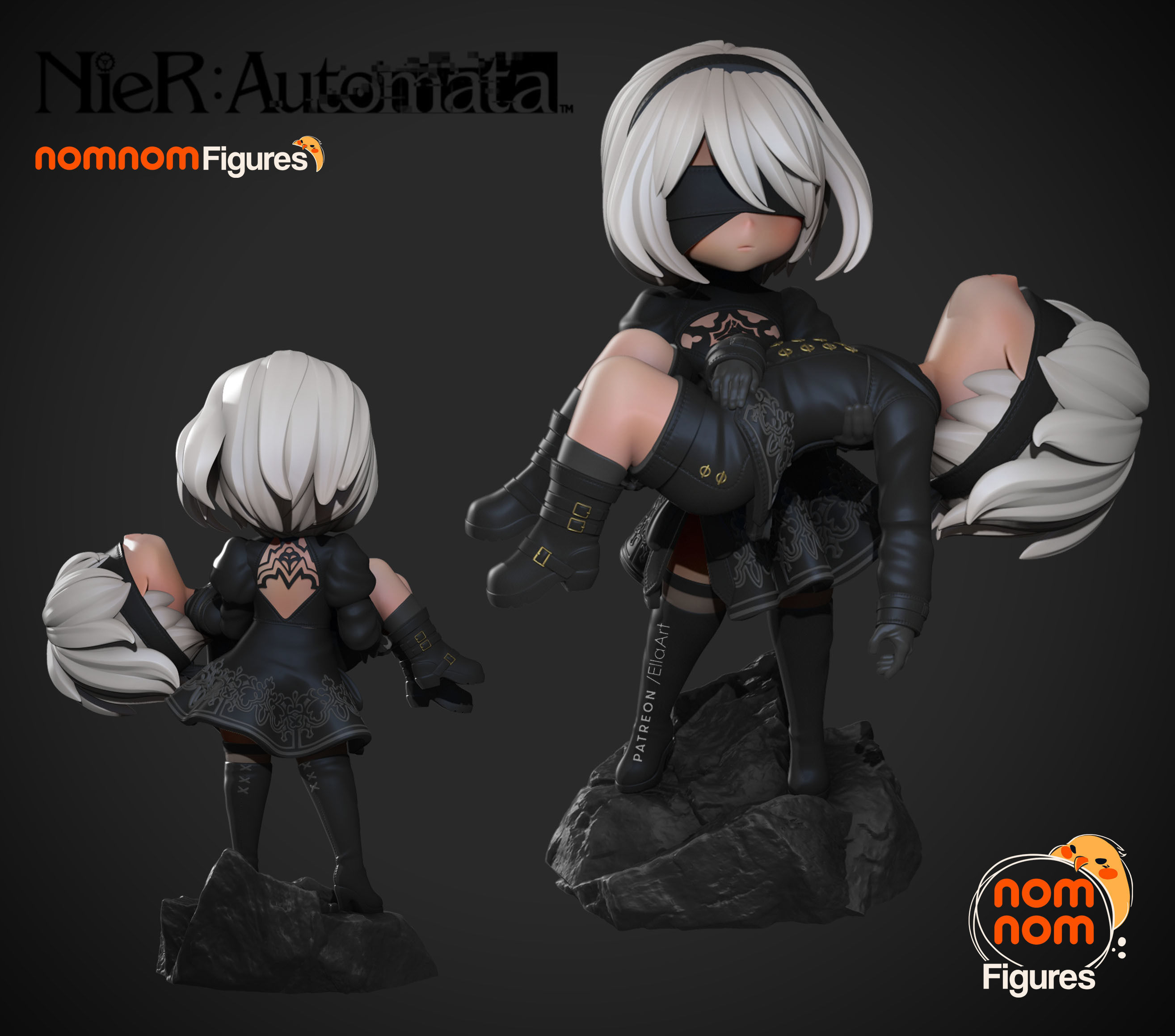 Chibi 2B and 9S - Nier Automata 3D model 3D printable | CGTrader