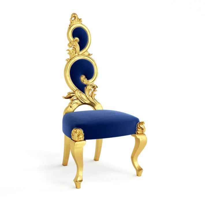Fancy Golden And Blue Chair 3D model | CGTrader