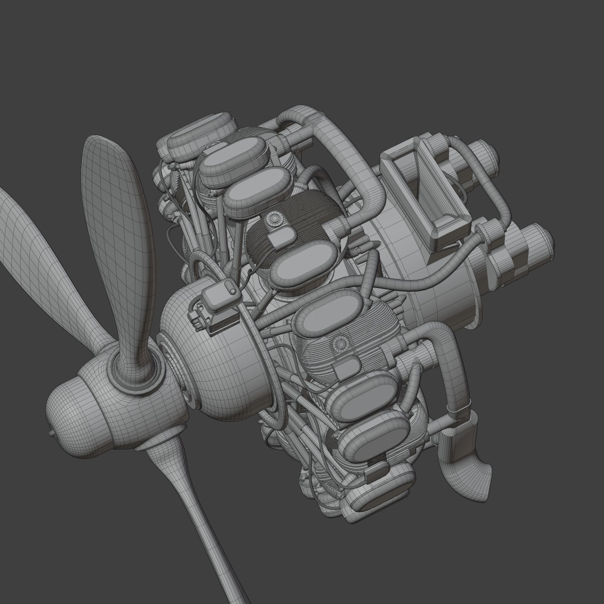 Airplane Radial Engine with Propeller 3D model | CGTrader