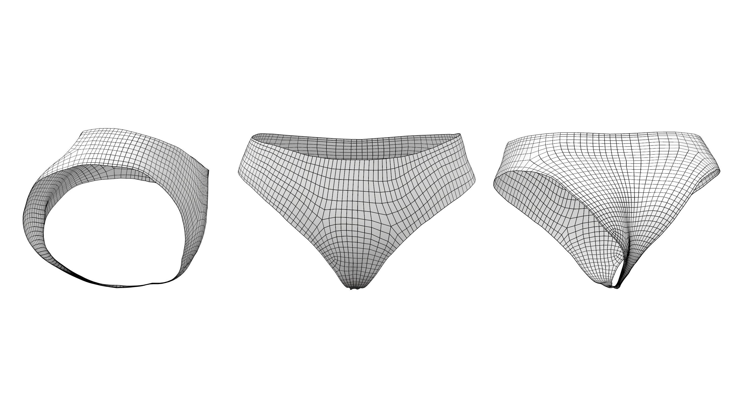 3D model Brief Shorts With Belt VR / AR / low-poly | CGTrader