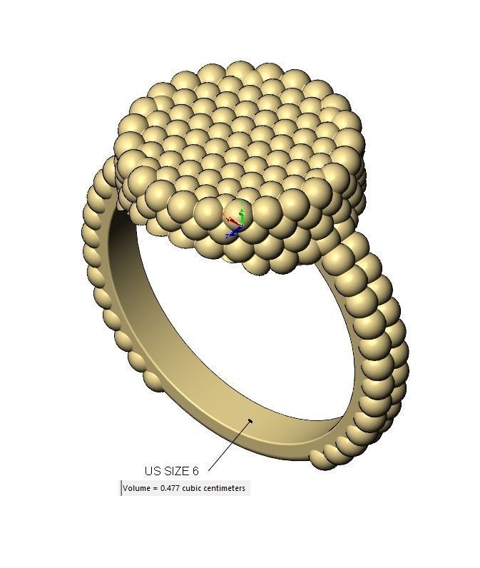 Beaded Caviar round fashion ring US size 6 7 8 3D model 3D printable ...