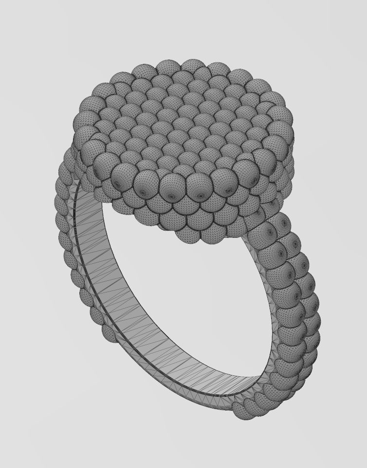 Beaded Caviar round fashion ring US size 6 7 8 3D model 3D printable ...
