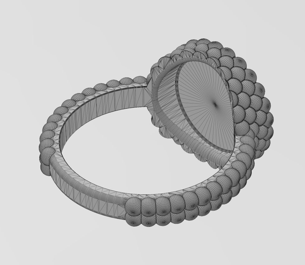 Beaded Caviar round fashion ring US size 6 7 8 3D model 3D printable ...