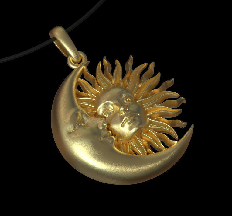 pendant sun moon 3D model 3D printable | CGTrader