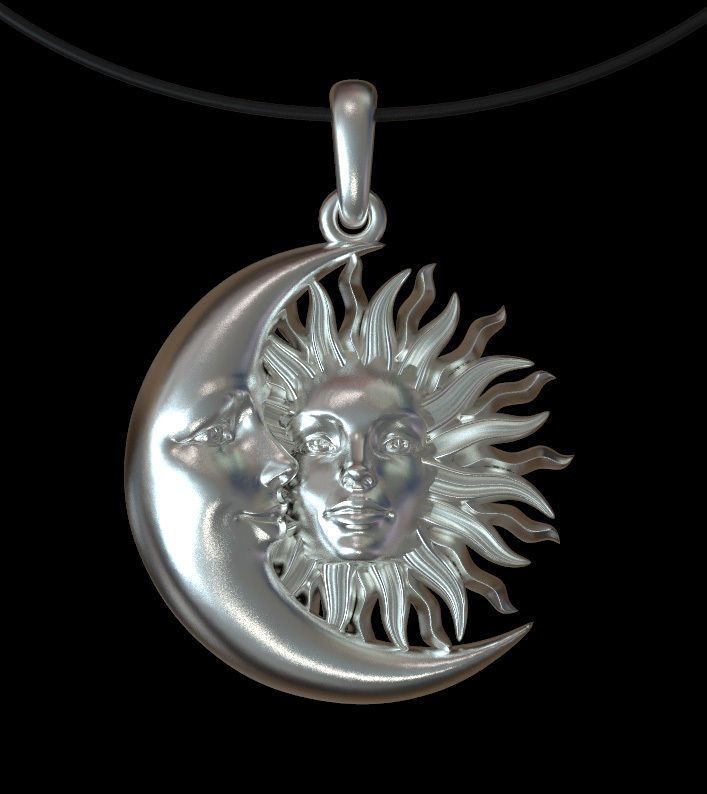 pendant sun moon 3D model 3D printable | CGTrader
