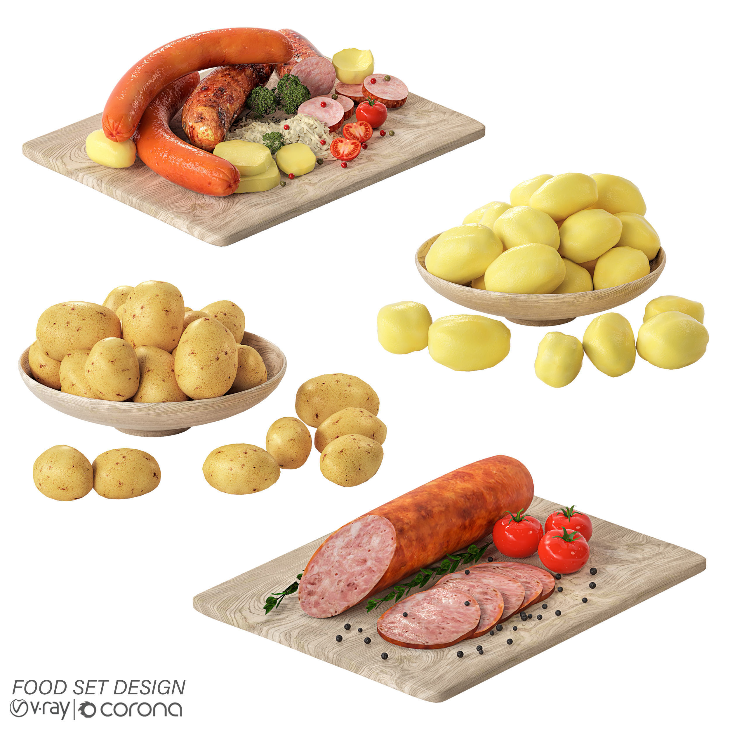 food set design 3D model | CGTrader