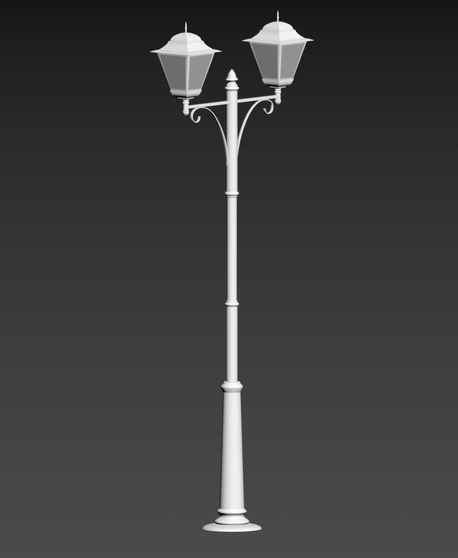 lamppost two street lamps free 3D model | CGTrader