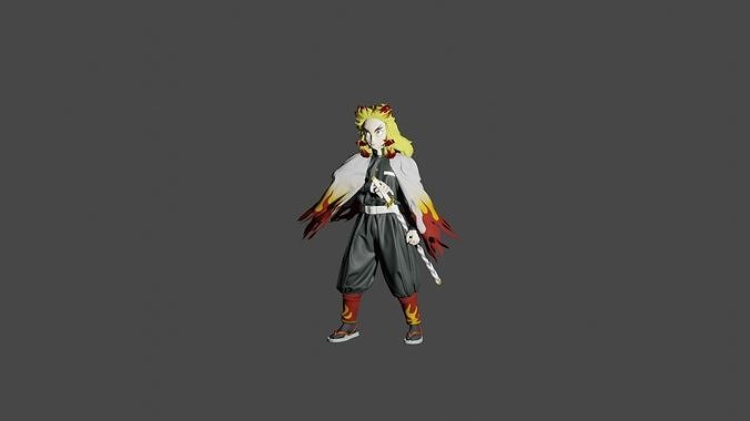 demon slayer kyojuro rengoku 3D model animated | CGTrader