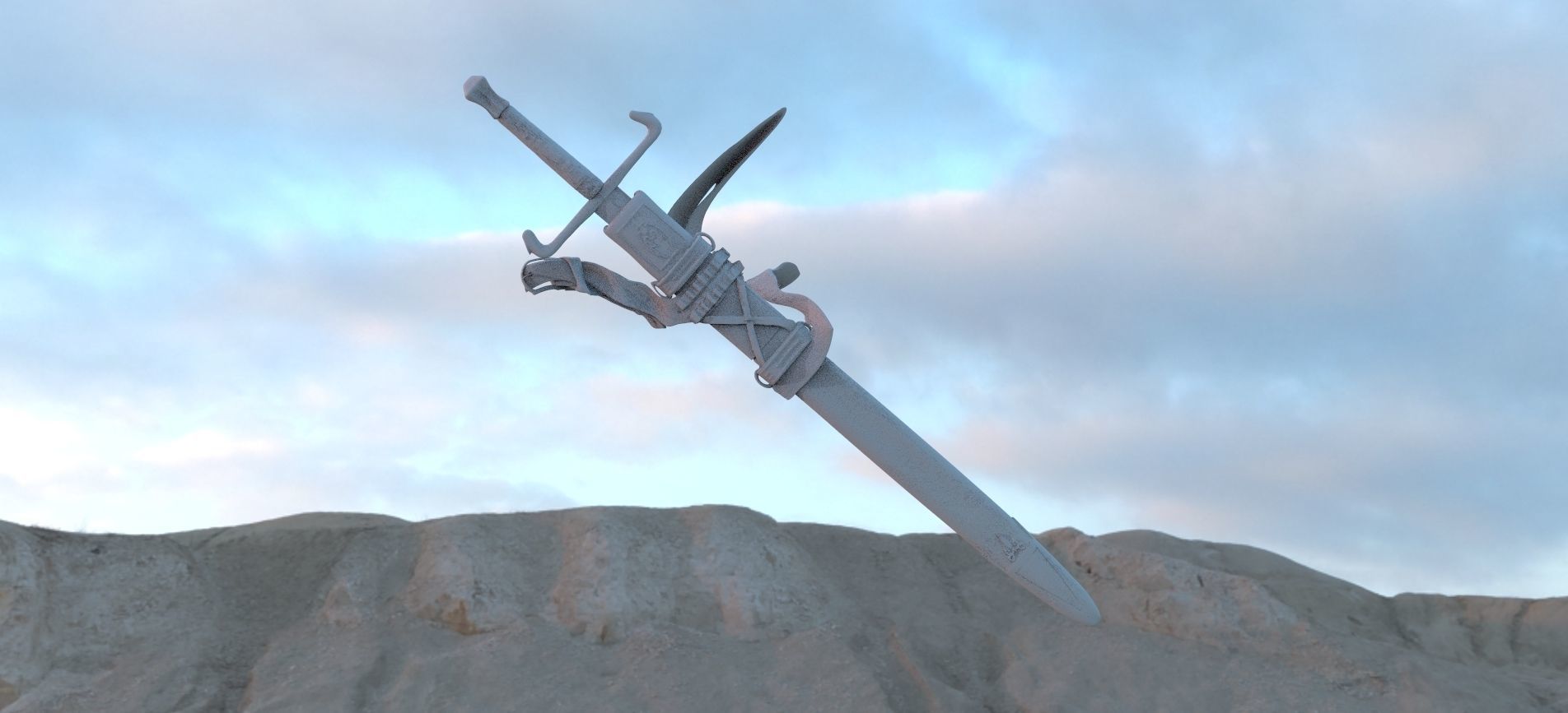 Thin sword in scabbard 3D model | CGTrader