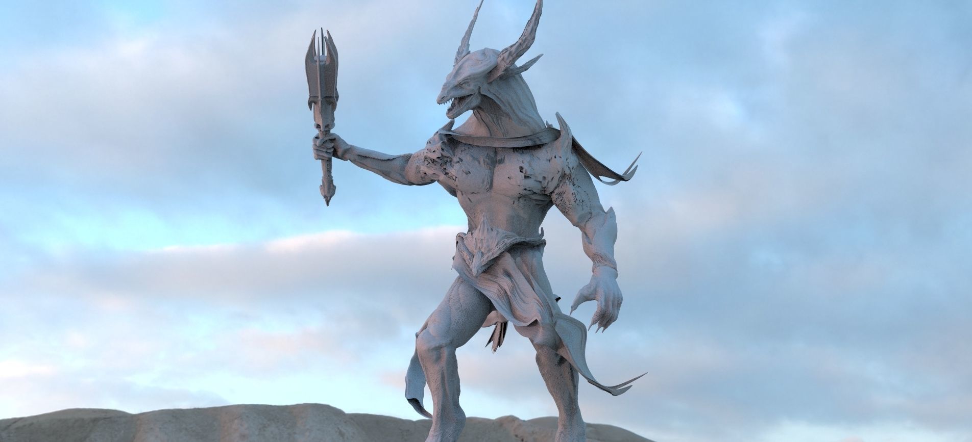 Giant Lizard man with mace 3D model | CGTrader