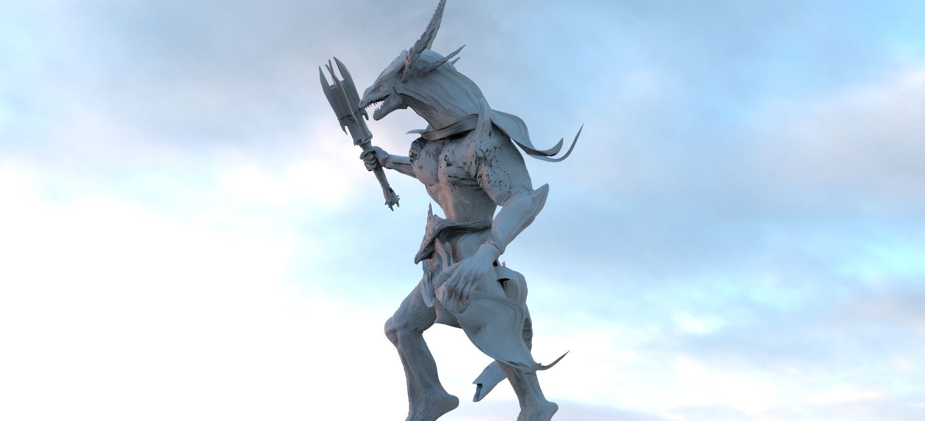 Giant Lizard man with mace 3D model | CGTrader
