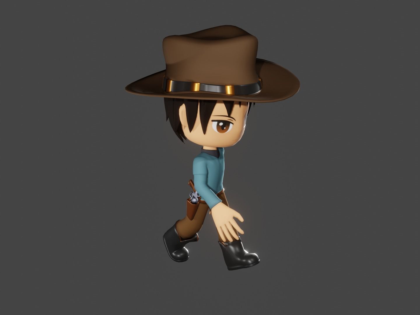3D model animated western cowboy - low poly - toon VR / AR / low-poly ...