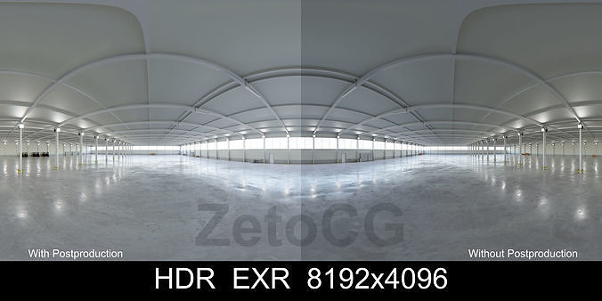 Texture HDRI - Warehouse Interior 5c - 8192x4096 - 2 versions VR / AR ...