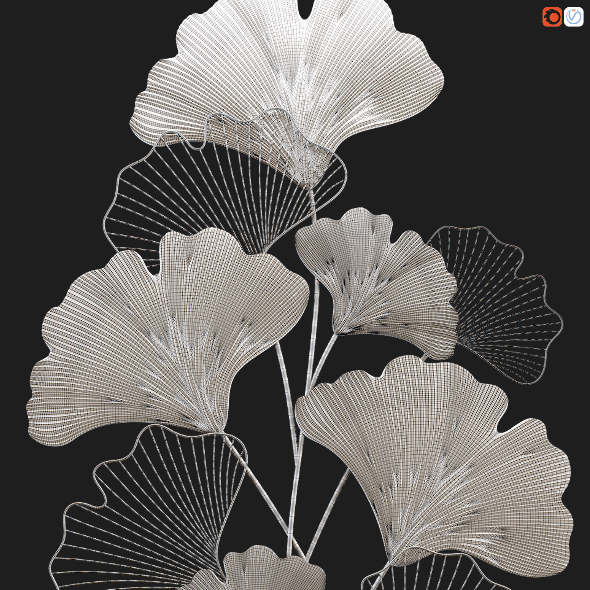 Ginkgo-Hanging ginkgo leaf wall art 3D model | CGTrader