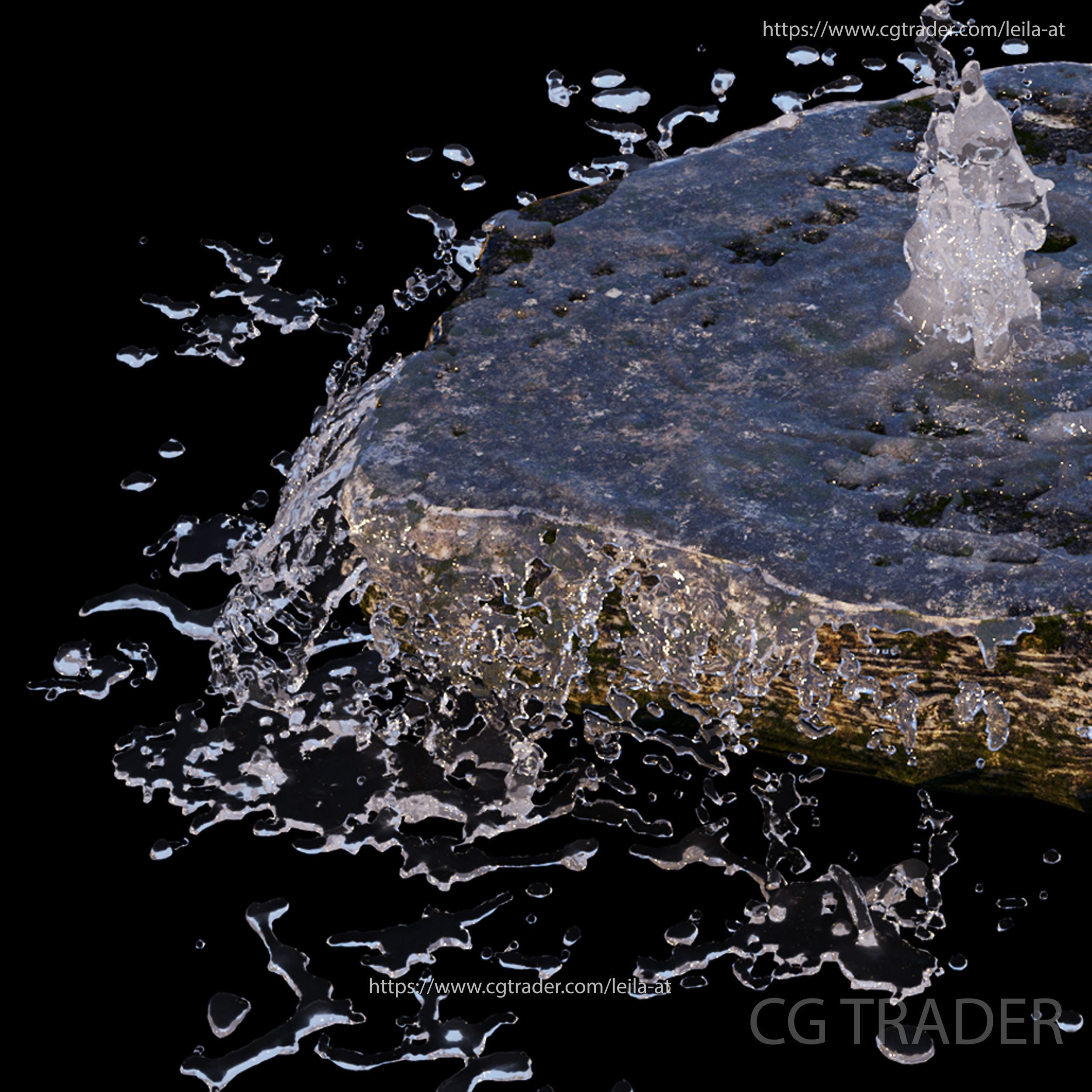 Flat Rock Waterfall fountains 3D model | CGTrader