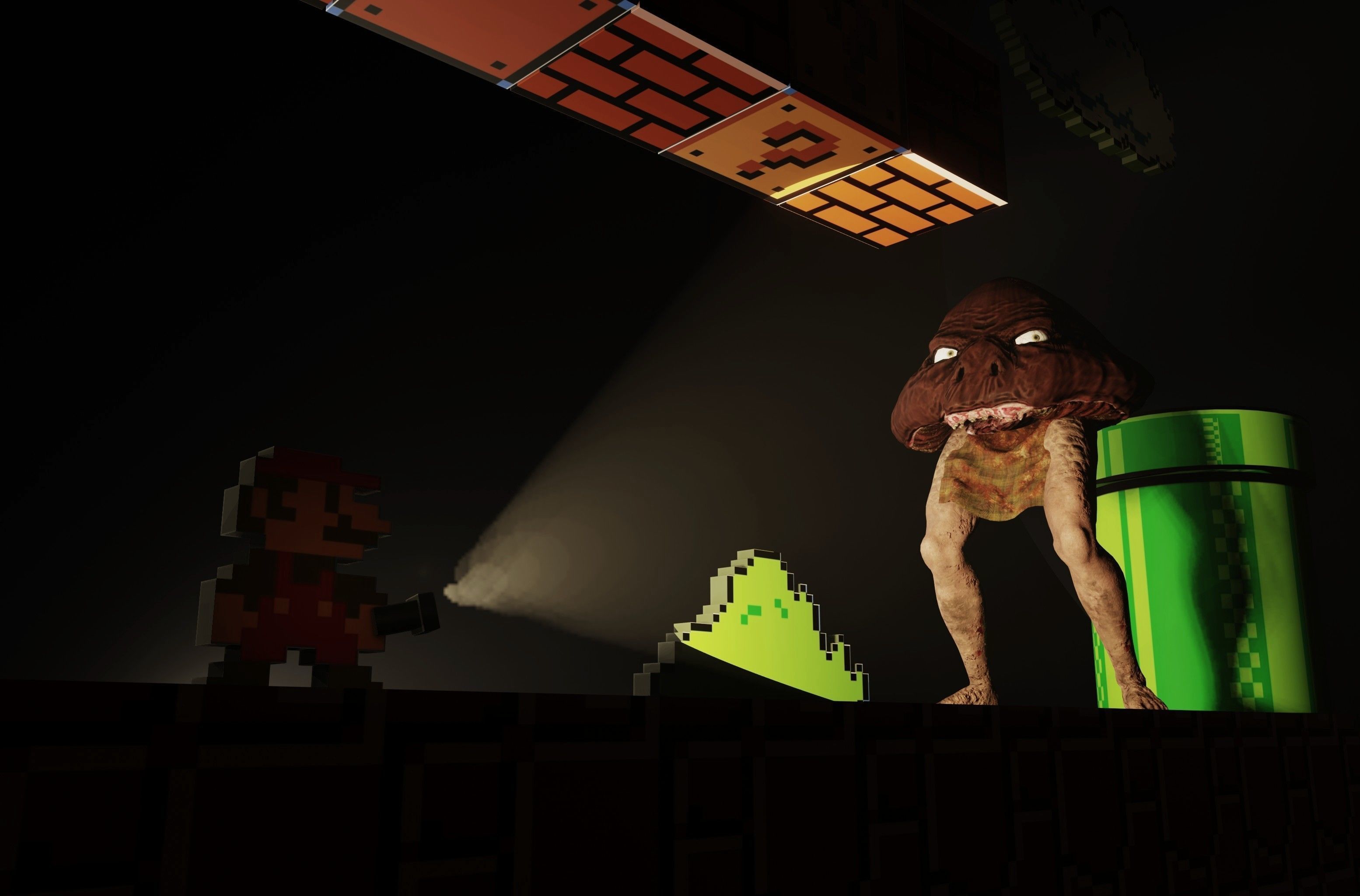 3D model Realistic Goomba man in zombie costume VR / AR / low-poly ...