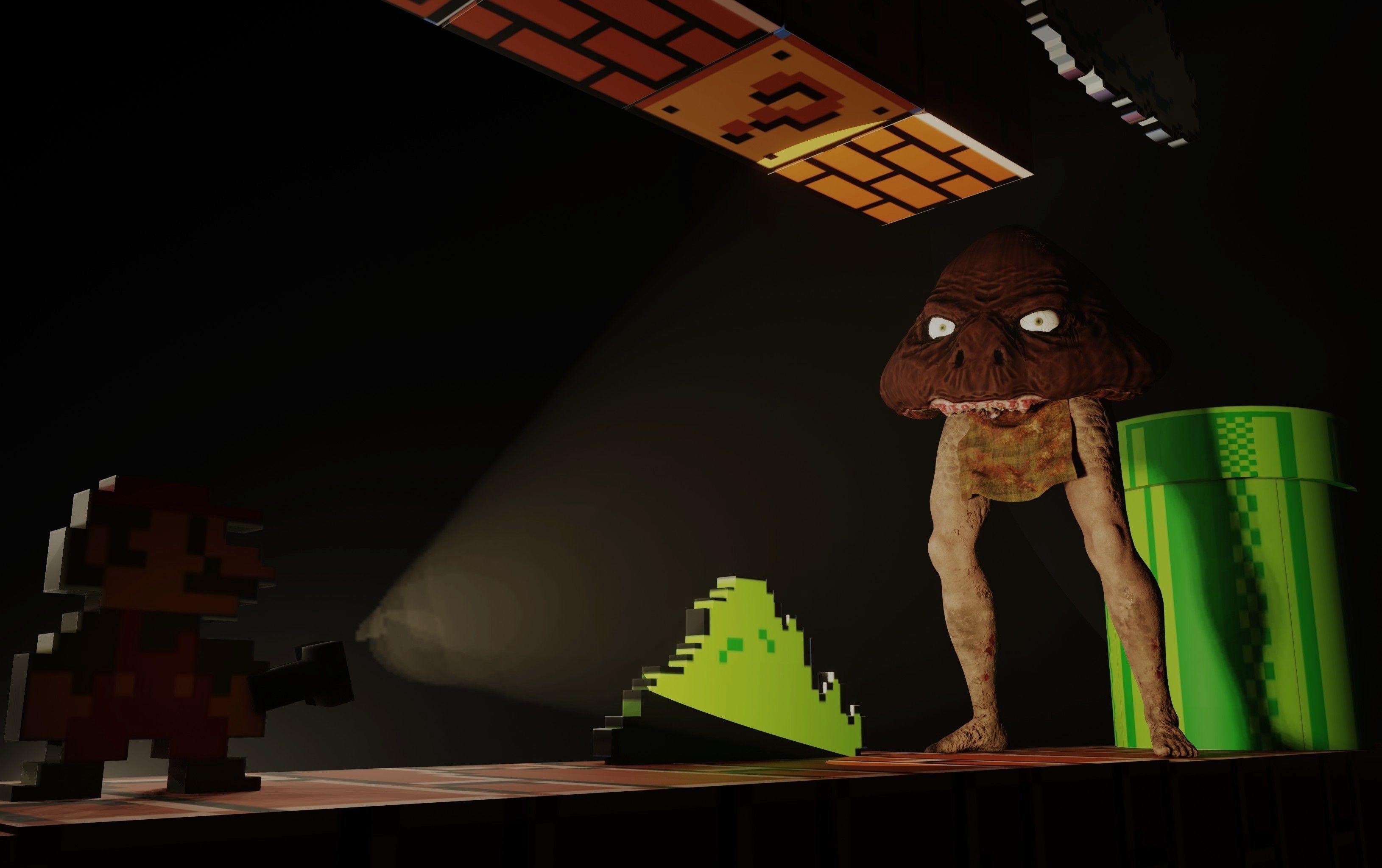 3D model Realistic Goomba man in zombie costume VR / AR / low-poly ...