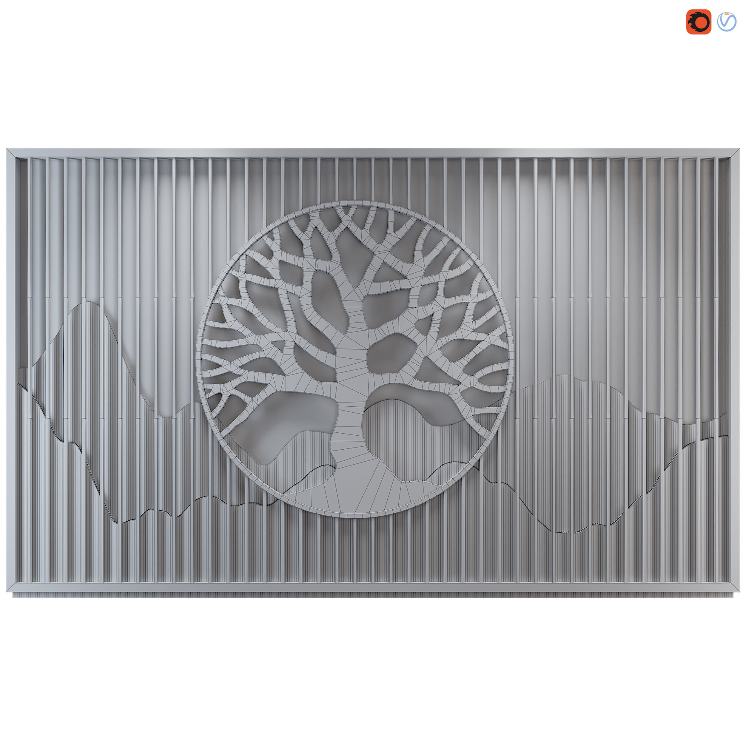 Wall panel Tree at sunset 3D model | CGTrader