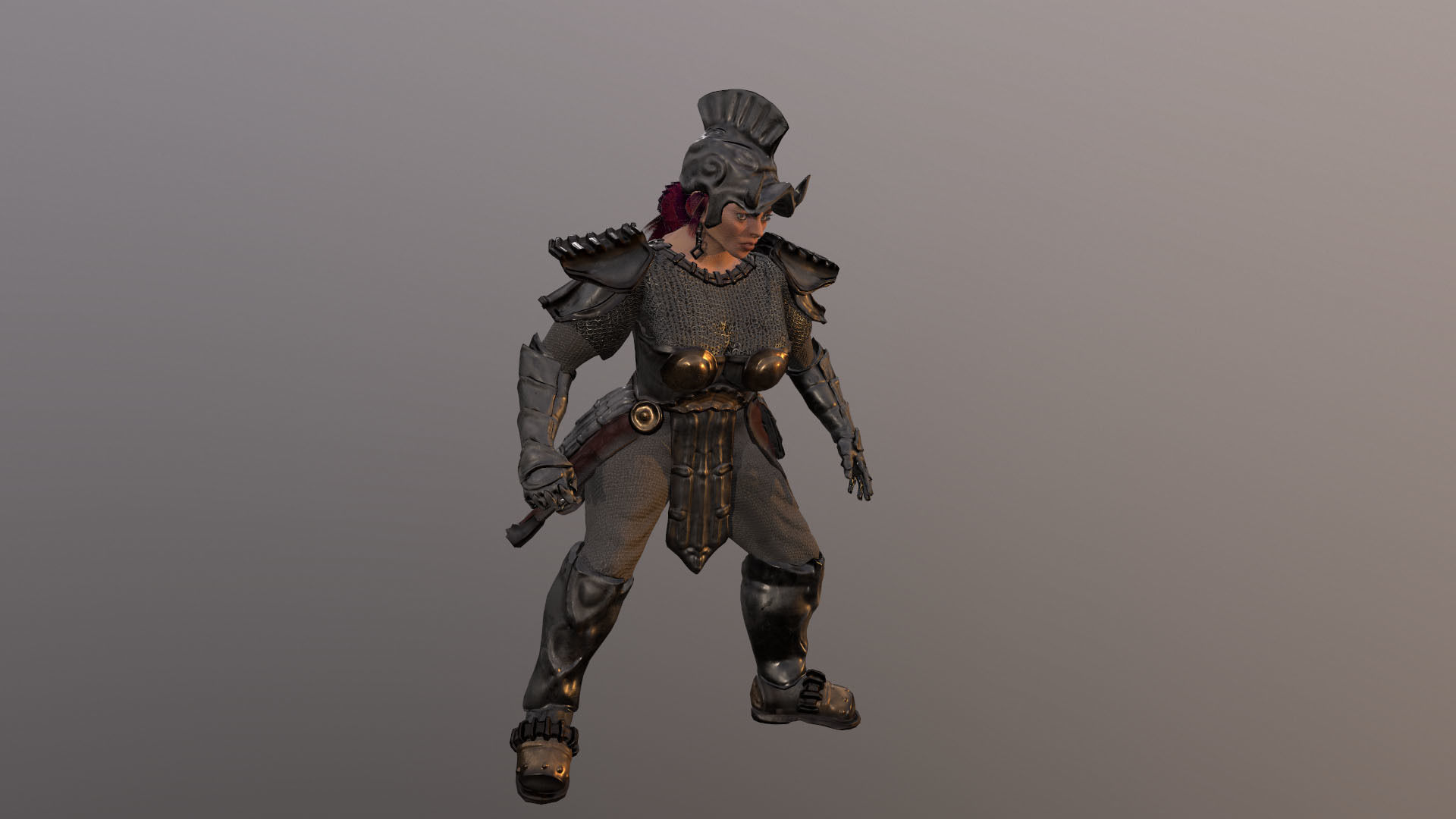 3D model Dwarf Woman Warrior Low-poly VR / AR / low-poly rigged ...