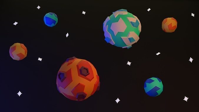3D model Low Poly Planets two eggs VR / AR / low-poly | CGTrader
