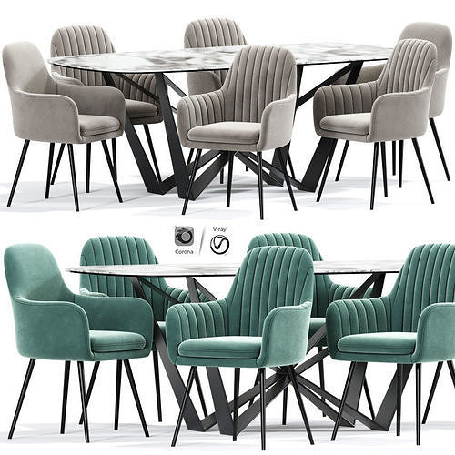 Eula Modern Accent Dining Chair Table 3D model | CGTrader