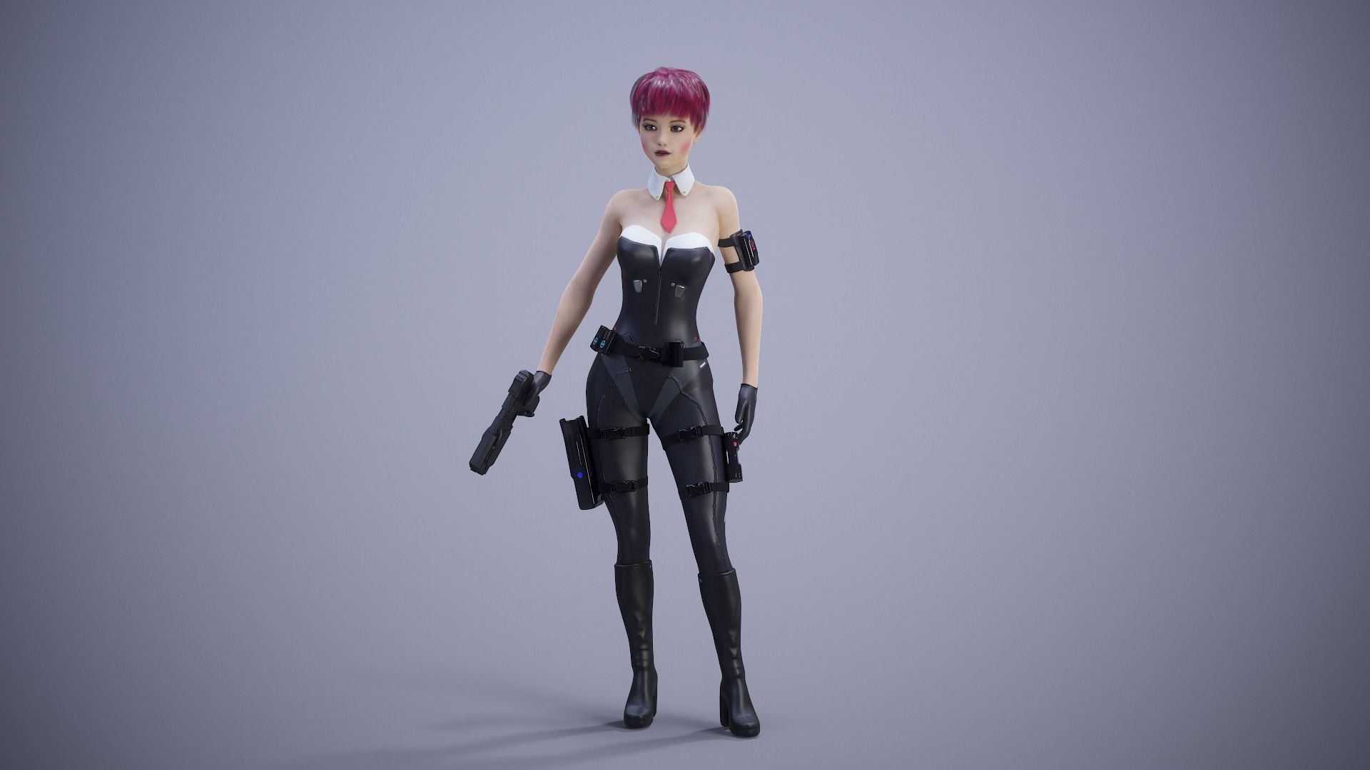 3D model Realistic Girl with Suit VR / AR / low-poly rigged | CGTrader