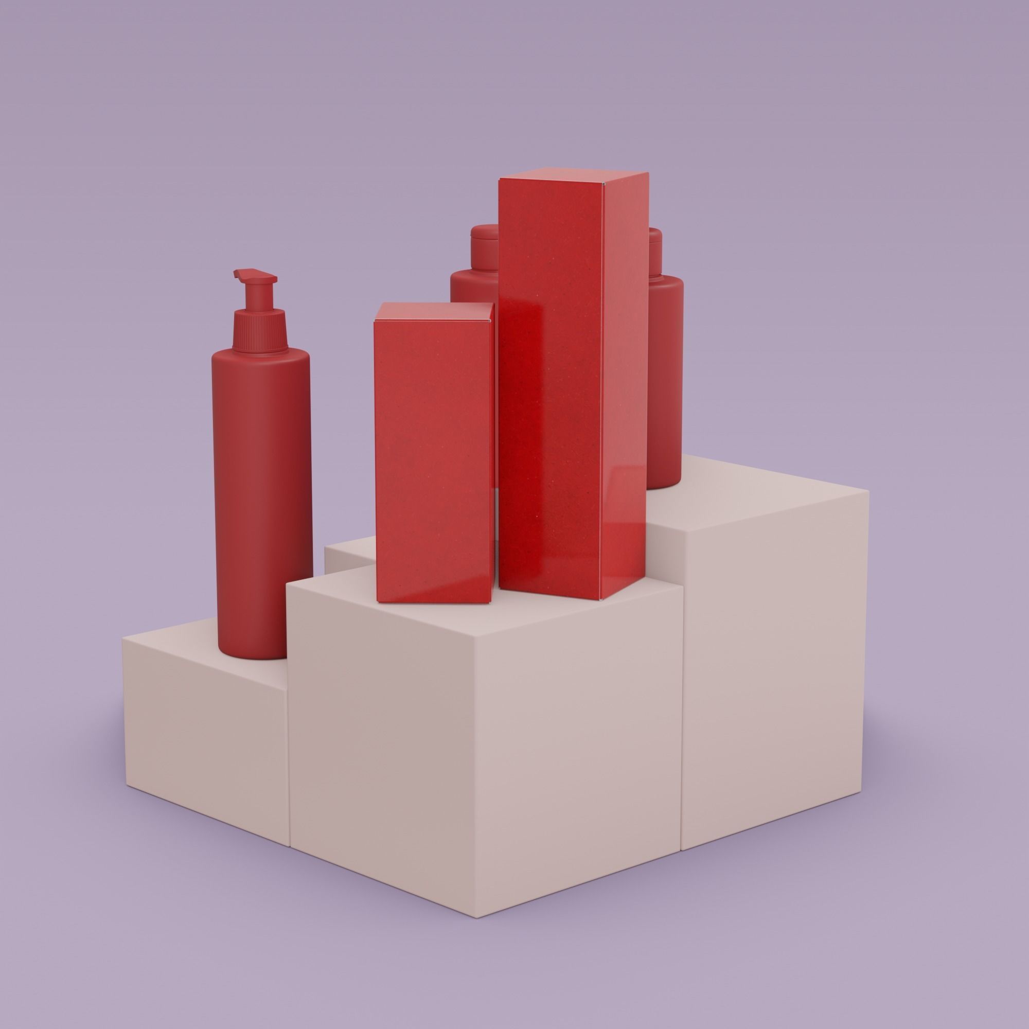 Red cosmetics packaging 3D model | CGTrader