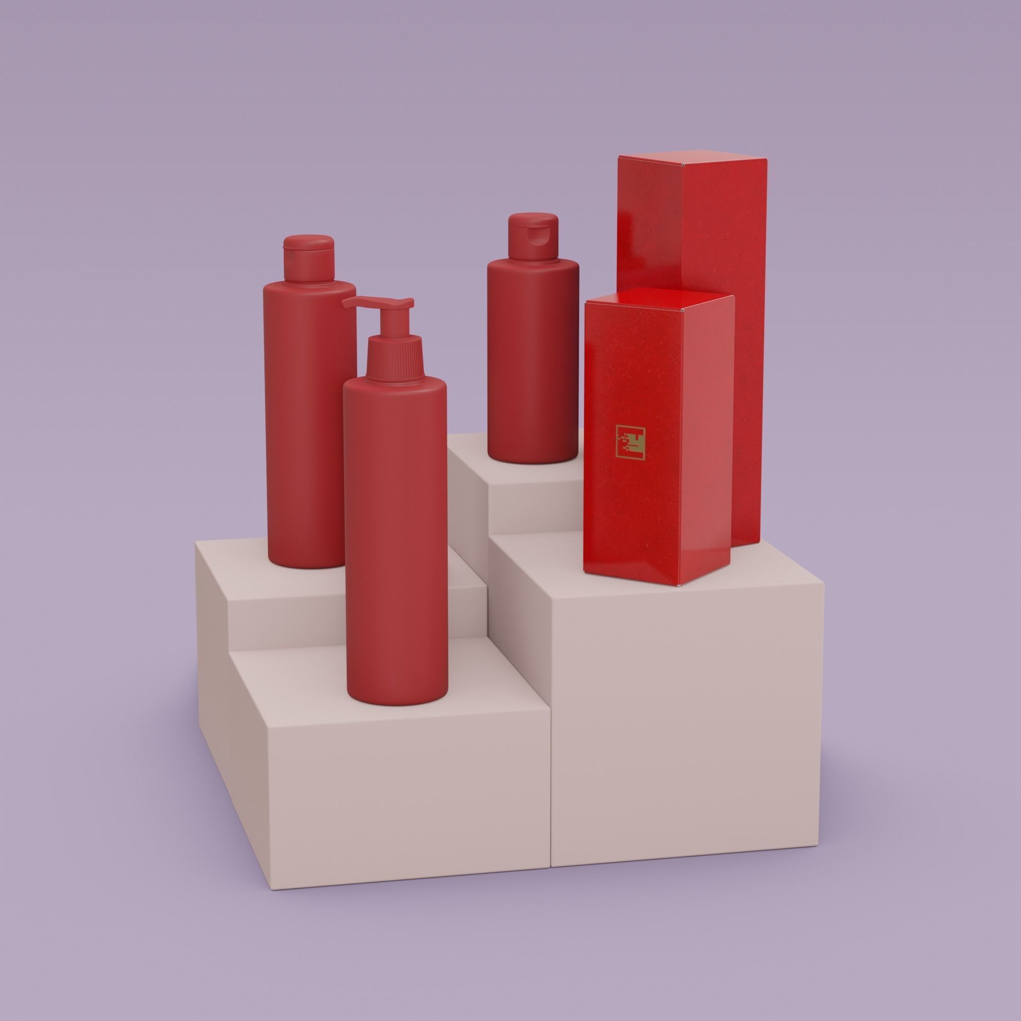 Red cosmetics packaging 3D model | CGTrader
