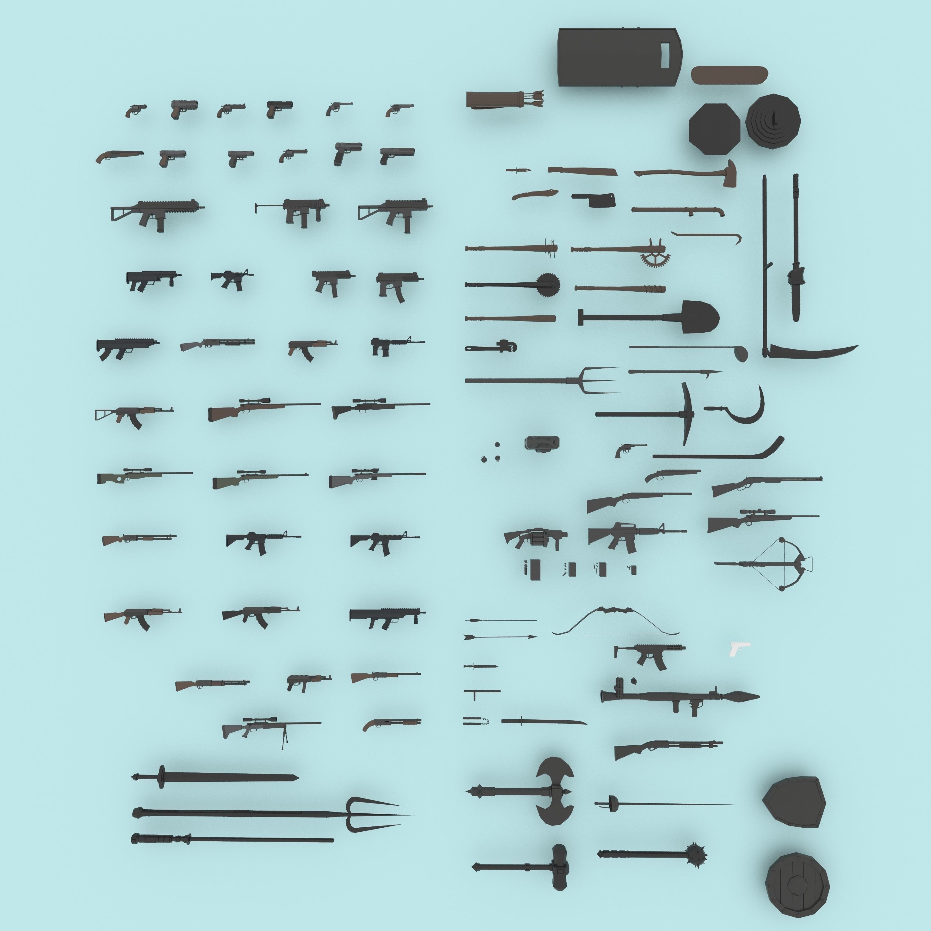 3D model Low Poly Guns Pack 85 in 1 VR / AR / low-poly | CGTrader