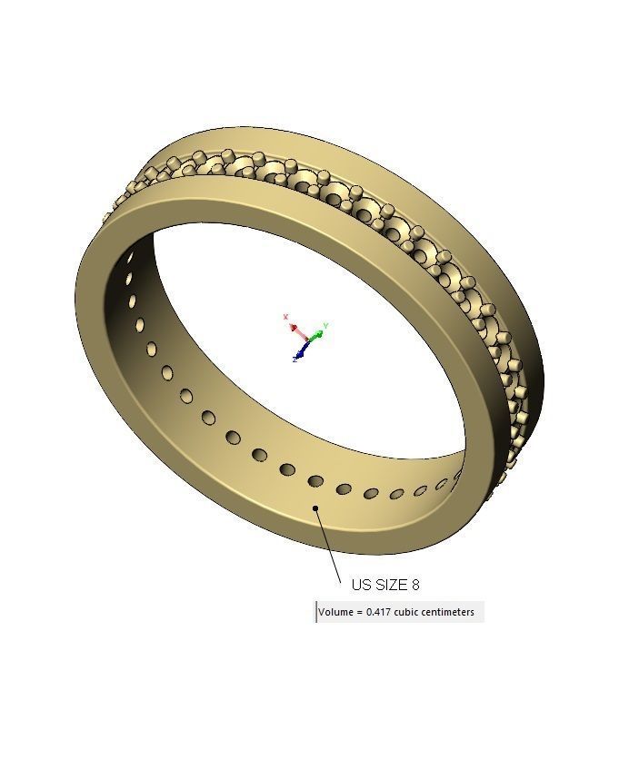 Simple wide diamond line band US size 6 7 8 3D model 3D printable ...