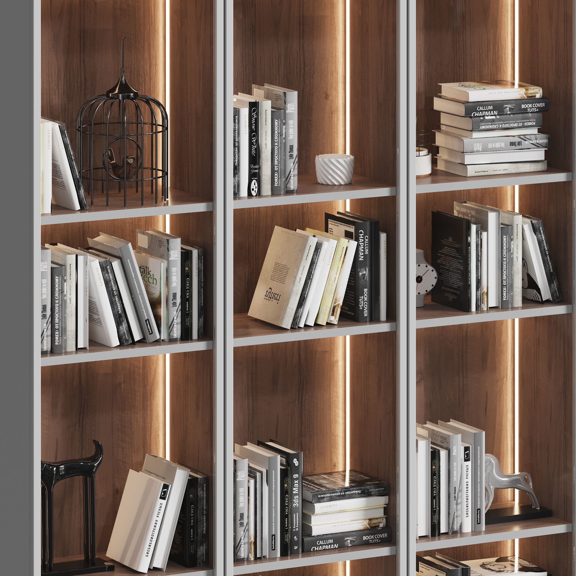 Showcase cabinet with books 3D model | CGTrader
