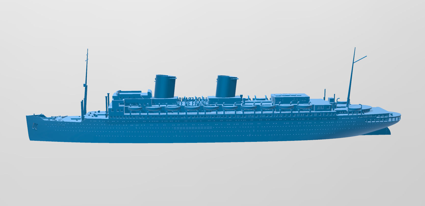 SS Ile de France Ocean Liner - waterline printable model 3D model 3D ...