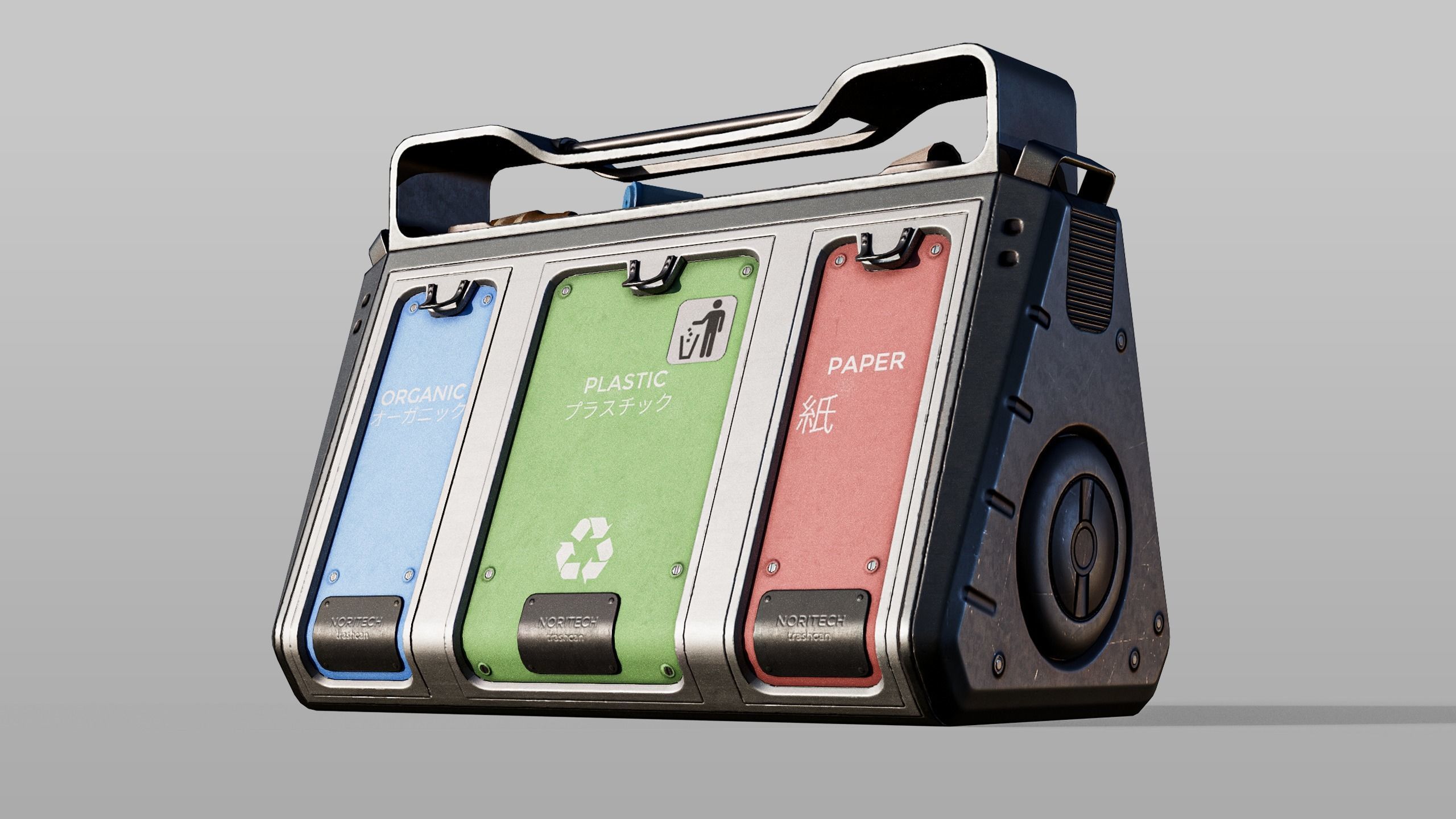 3D model Cyberpunk street trash bin prop VR / AR / low-poly | CGTrader