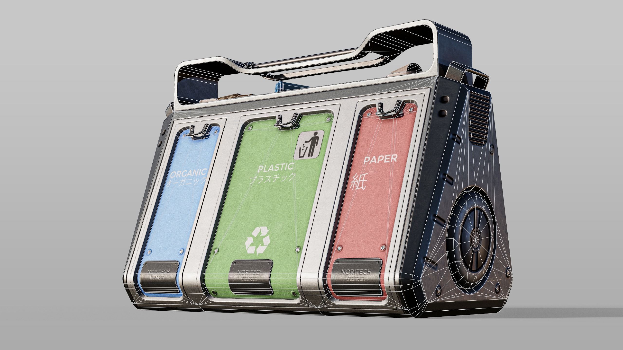 3D model Cyberpunk street trash bin prop VR / AR / low-poly | CGTrader