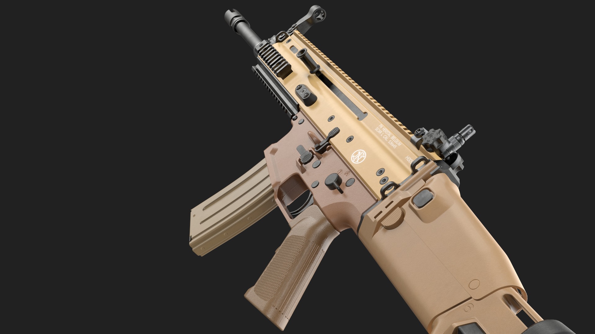 3D model FN SCAR-L 16S FDE Worn Black Noir Game Ready VR / AR / low ...