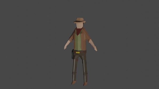 3D model Cowboy man with hat VR / AR / low-poly | CGTrader