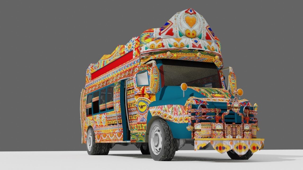 3D model Pakistani Old Nishan Bus VR / AR / low-poly | CGTrader