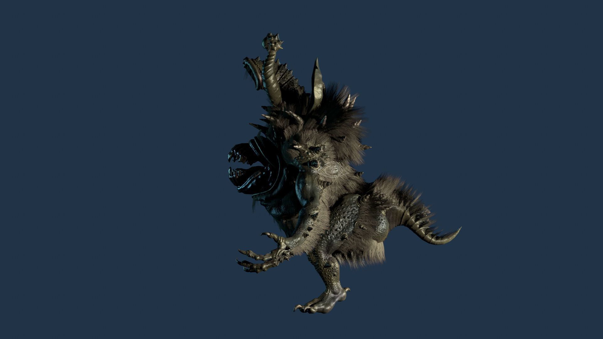 3D model Sniffer creature with horns and claws VR / AR / low-poly ...