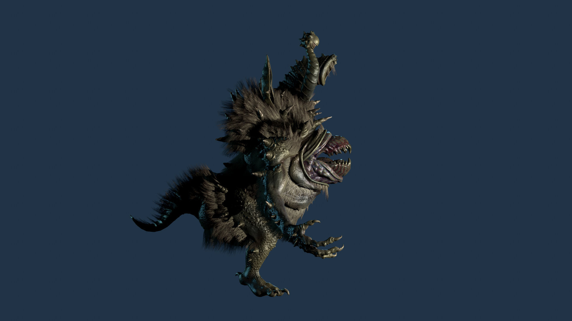 3D model Sniffer creature with horns and claws VR / AR / low-poly ...