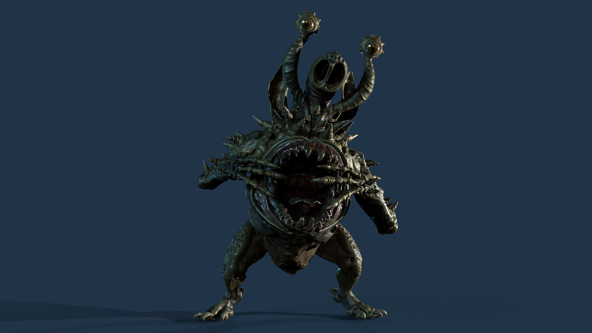 3D model Sniffer creature with horns and claws VR / AR / low-poly ...