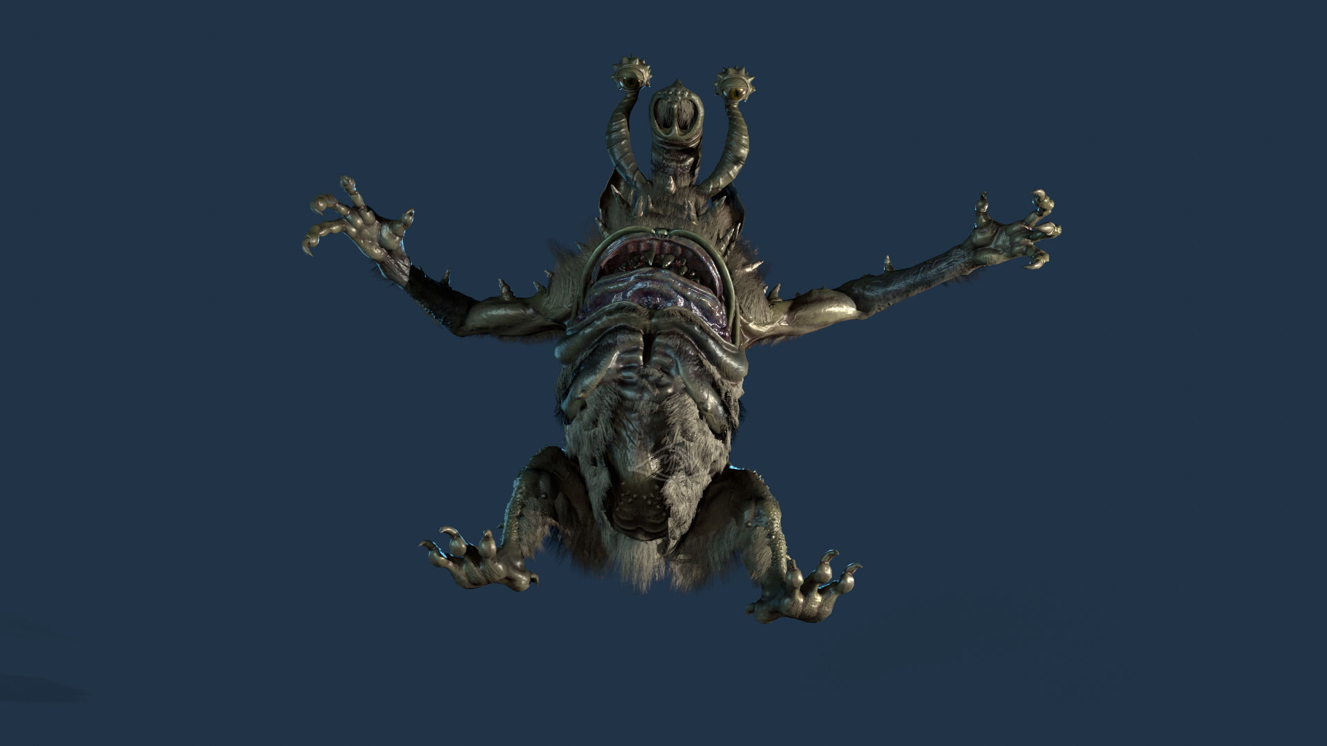 3D model Sniffer creature with horns and claws VR / AR / low-poly ...