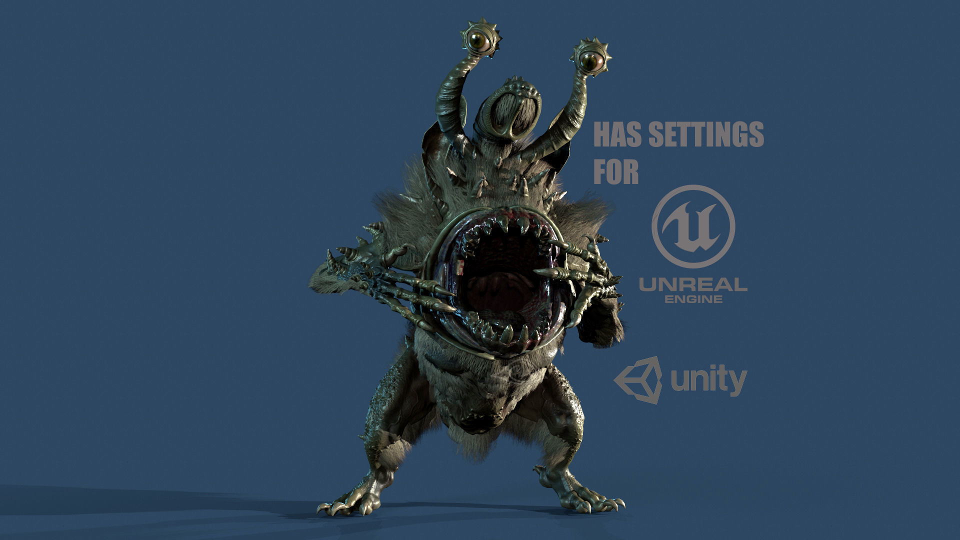 3D model Sniffer creature with horns and claws VR / AR / low-poly ...