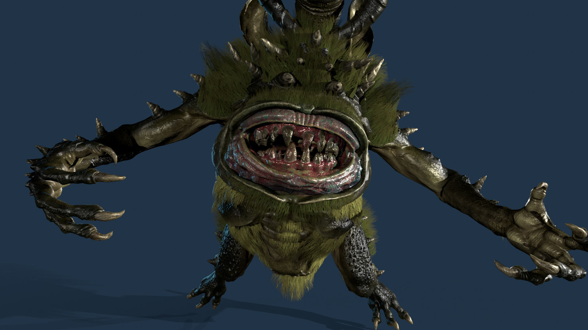 3D model Sniffer creature with horns and claws VR / AR / low-poly ...