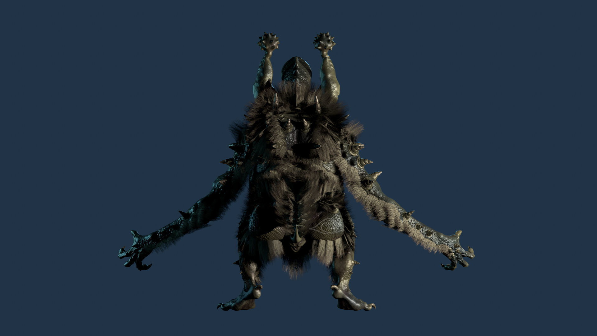 3D model Sniffer creature with horns and claws VR / AR / low-poly ...