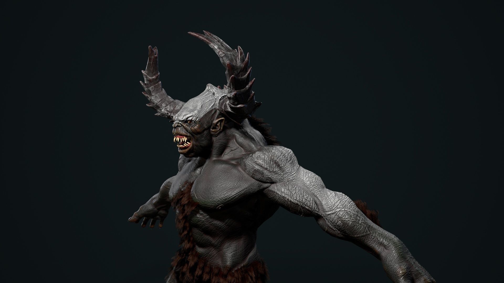 Demon 1 animated with horns free VR / AR / low-poly 3D model rigged ...