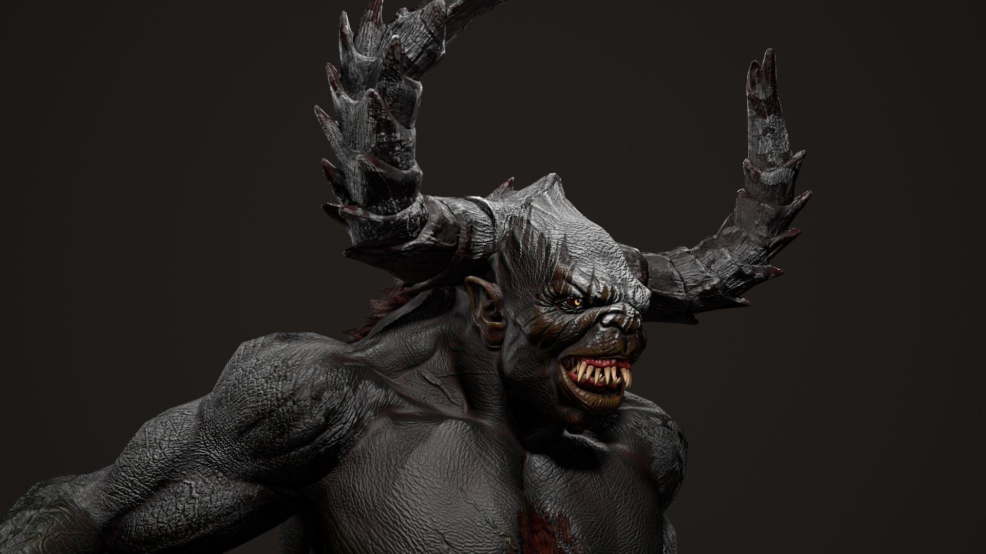 Demon 1 animated with horns free VR / AR / low-poly 3D model rigged ...
