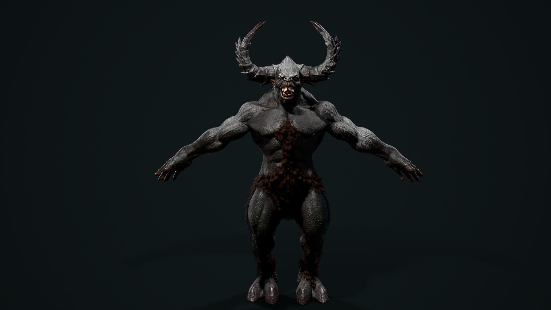 Demon 1 animated with horns free VR / AR / low-poly 3D model rigged ...