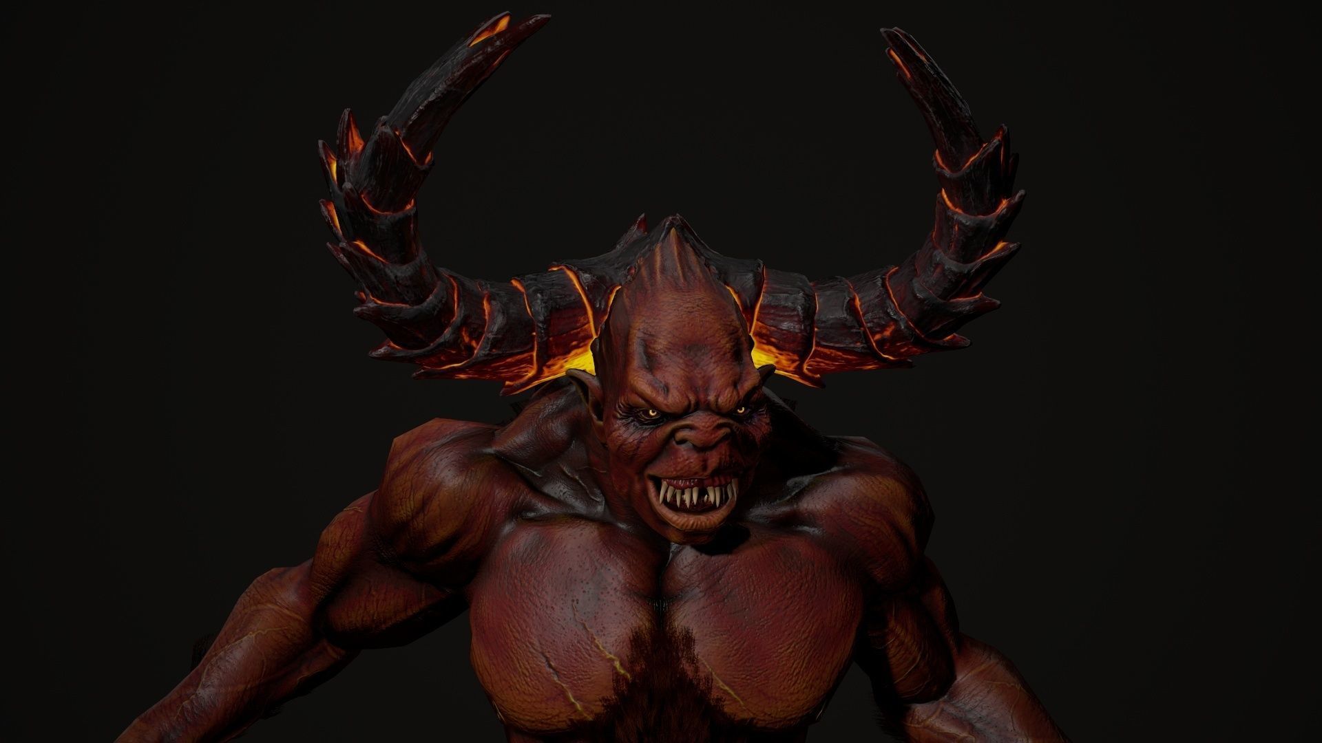 Demon 1 animated with horns free VR / AR / low-poly 3D model rigged ...