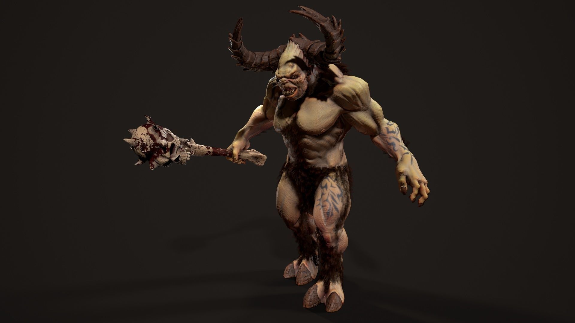 Demon 1 animated with horns free VR / AR / low-poly 3D model rigged ...